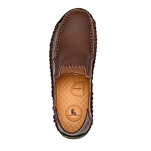 ENLEN&BENNA Men's Loafers Slip-On Casual Leather Dress Shoes Lightweight Comfortable Driving Walking Shoes Dark Brown Size 10.5