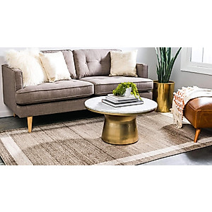 Unique Loom Del Mar Collection Area Rug - Maria (7' 1" x 10' Rectangle, Light Brown/ Ivory)