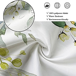 Onlalasyc Plant Shower Curtain, Watercolor Leaves on The Top Shower Curtain Sets for Bathroom Home Hotel, Waterproof and Machine Washable with 12 Hooks, 72×72 inch