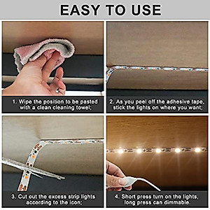 EVERDOSS Under Cabinet Lights Wireless, Under Counter Lights for Kitchen,6 Packs 30 LEDs 6000K 7.8ins Cabinet Lights Motion Sensor (Strap Lights, 2 Pack)