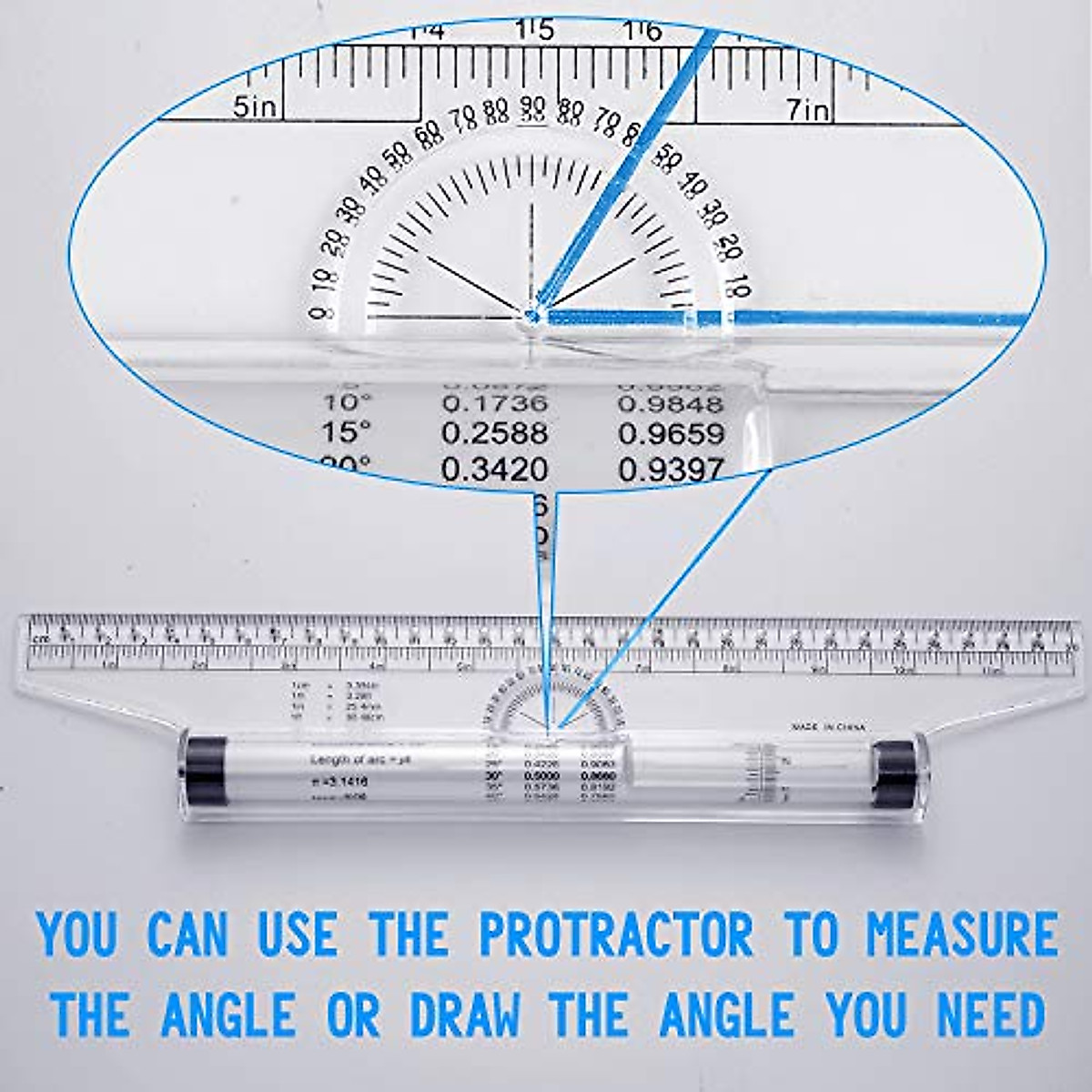 2 Pieces Plastic Measuring Rolling Ruler, Drawing Roller Ruler, Parallel Ruler, Multifunctional Drawing Design Ruler for Measuring, Drafting, Student, School and Office (12 Inch)