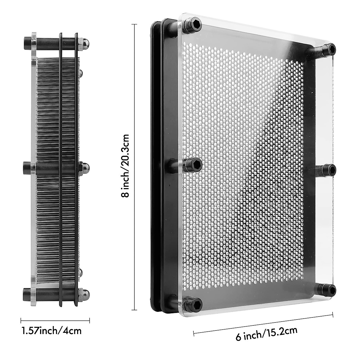 Xsltkby 3D Pin Art Board Toy - Large Size Desk Toy Sculpture for Children Adults 6 x 8 inches (Silver Metal)