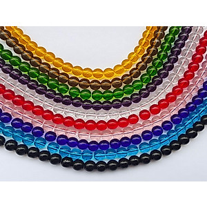 Glass Beads 8mm 100pcs Round Smooth Loose Beads for Bracelet Necklace Jewelry Making Craft DIY （8mm, 50805 Dark Blue）