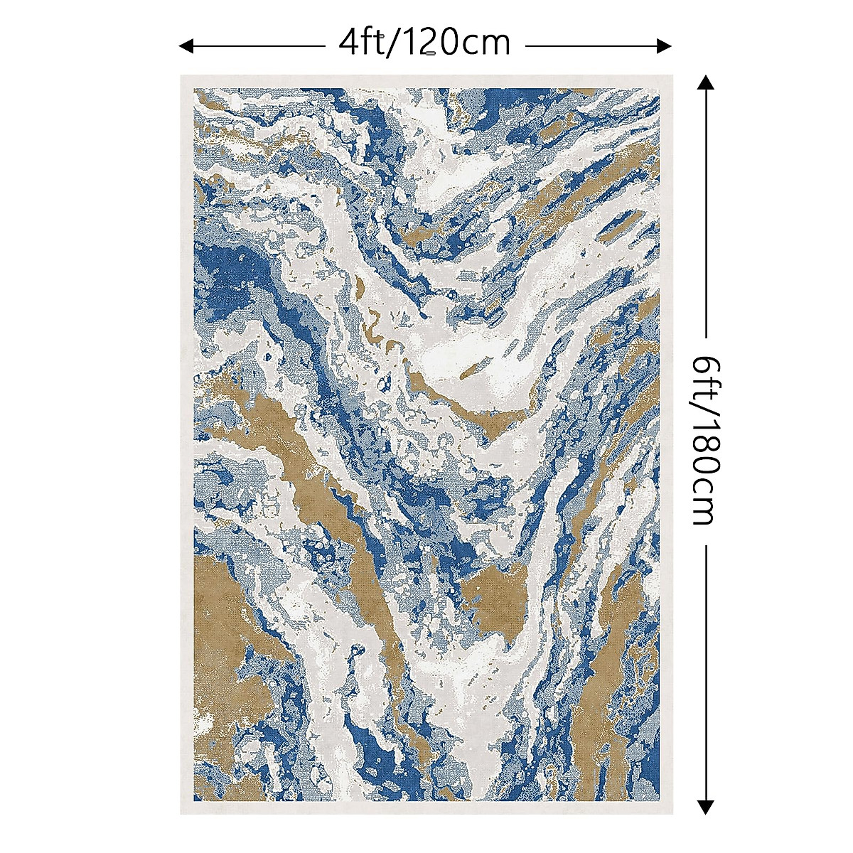 FINOREN Light Modern Area Rug,4x6 Feet,for Living Room,Bedroom,Kitchen,Entryway,Non-Slip Backing,Non-Shedding,Soft Washable Rug,Beige-Blue