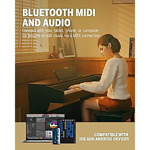 Donner DDP-300 Digital Piano with 88 Graded Hammer Action Weighted Keys, Record, Bluetooth, 10 Voices, 4 Reverb, Speakers, Professional Full Fize Key Keyboard Electric Dark Rose