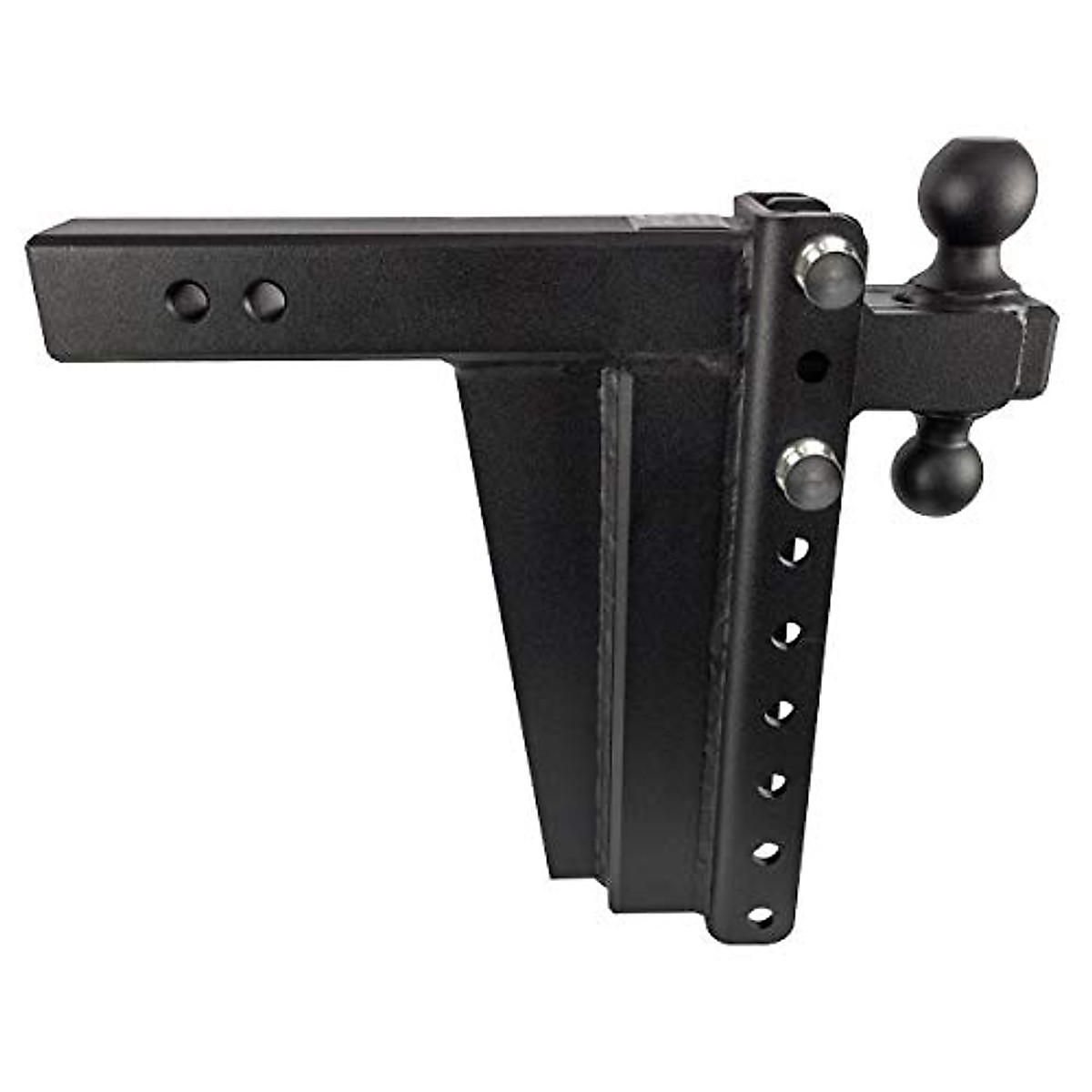 BulletProof Hitches 2.5" Adjustable Extreme Duty (36,000lb Rating) 12" Drop/Rise Trailer Hitch with 2" and 2 5/16" Dual Ball (Black Textured Powder Coat, Solid Steel)