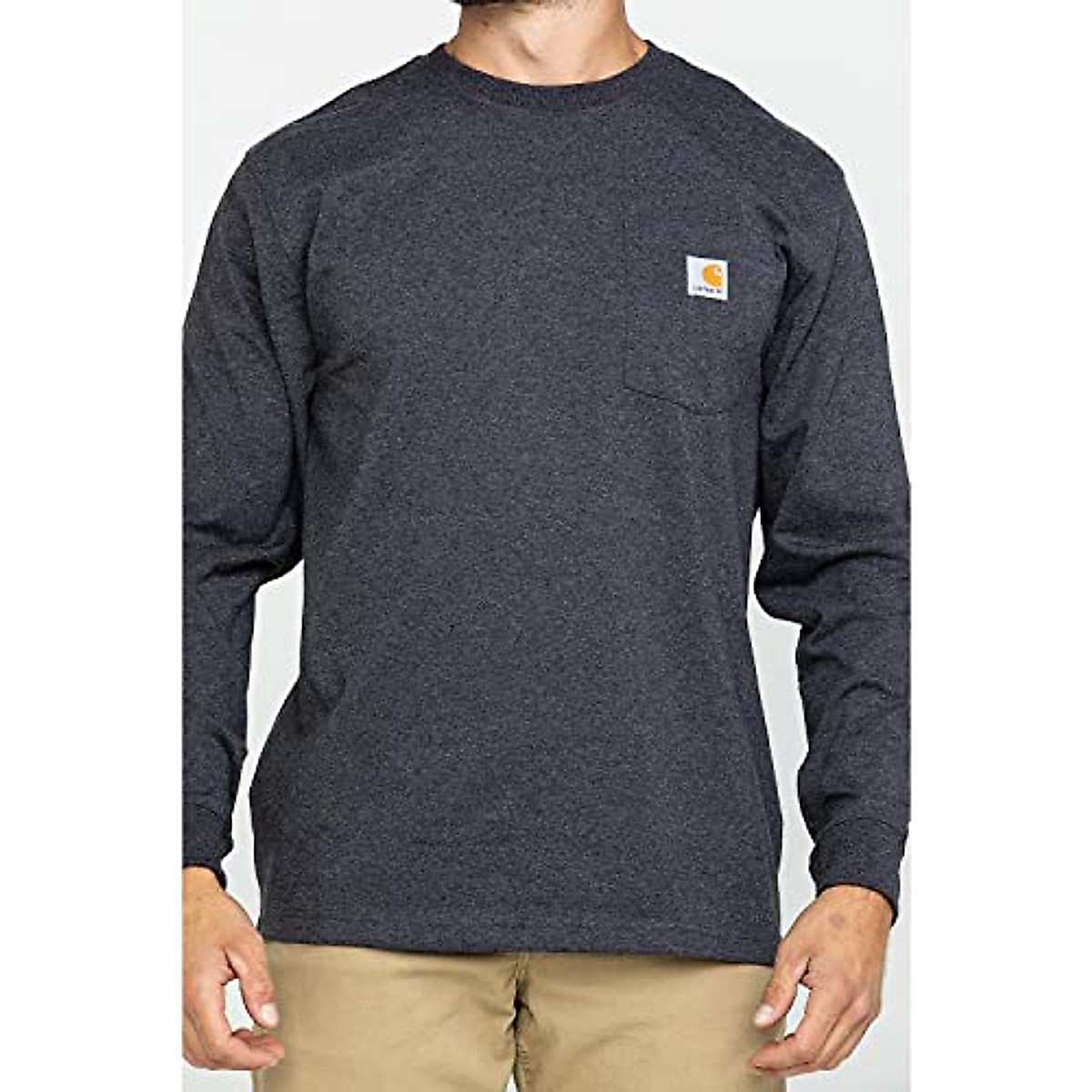 Carhartt Men's Loose Fit Heavyweight Long-Sleeve Pocket T-Shirt, Carbon Heather, REG-M