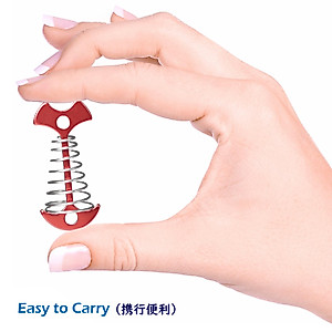 TRIWONDER 6pcs Deck Plank Board Tent Stakes Aluminum Spring Anchor Fishbone Guyline Cord Adjuster Tent Pegs with Carabiners for Outdoor Camping Hiking (Red Spring Nails + Carabiners)