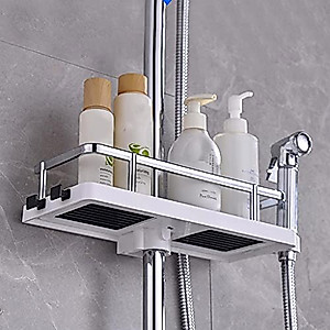 IRDFWH New Adjustable Bathroom Shelf Rack Storage Holder Shower Draining Organizer Gel Shampoo Bathroom Rod Accessories Mou