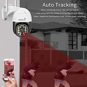 TUYA Security Camera Outdoor, 2K Wireless PTZ Camera, WiFi Pan Tilt Dome Camera Works with Alexa & Google Assistant, Floodlight/2-Way Audio/Motion Detection/Activity Alert/Auto Tracking/Smart Life App