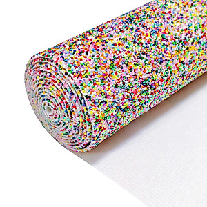 Greatdiy Sparkly Mixed Color Chunky Glitter Faux Leather Roll 12 x 52 inch Shiny Synthetic Leatherette Winter Fabric for Making DIY Bows Crafts (20061#12)