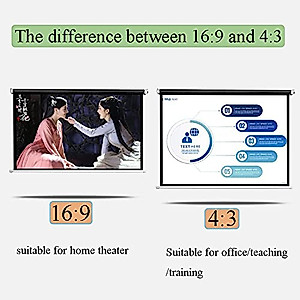 LENG Wall Mounted Projection Screen 60'' Roll Up Projector Screen Portable Movie Screen Outdoor Lightweight Little Screen for Home Cinema, Meeting Presentation (Size : 4:3)