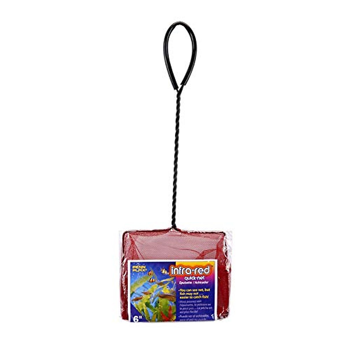 PENN-PLAX Infra-Red Quick-Net Aquarium Fish Net – Red Color for Invisibility – Durable, Strong, and Safe – 6” x 5” Net – 10” Handle