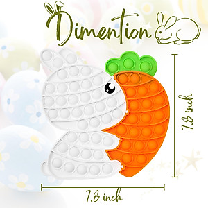 PETBSNVB Bunny Carrot Pop Bubble Fidget Sensory Toys,Puzzle Popper Toy Pack,Great Gifts for Kids Boys and Girls 3 4 5 6 7 8 9 Year Old Birthday Party,Christmas,Stocking Easter Basket Stuffers(White)