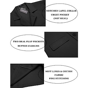 COOFANDY Mens Linen Cotton Casual Suits Blazer Jackets Lightweight Sports Coats# Black