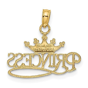 IceCarats 14K Yellow Gold Royal Princess Crown Necklace Charm Pendant 21mm Only