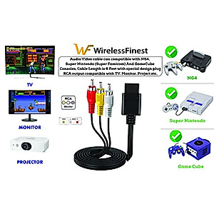 AC Power Supply + Audio Video RCA AV Composite Cable Adapter Cord To External TV Screen Monitor For Nintendo GameCube NGC System Game Console Bundle Kit Lot