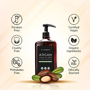 Profashion Argan Oil Leave In Conditioner For Curly Hair - Deep Conditioner For Dry Damaged Hair - Deep Conditioner For Curly Hair - Vegan, Paraben Free, Sulfate Free Conditioner - 400ML/13.5 FL OZ