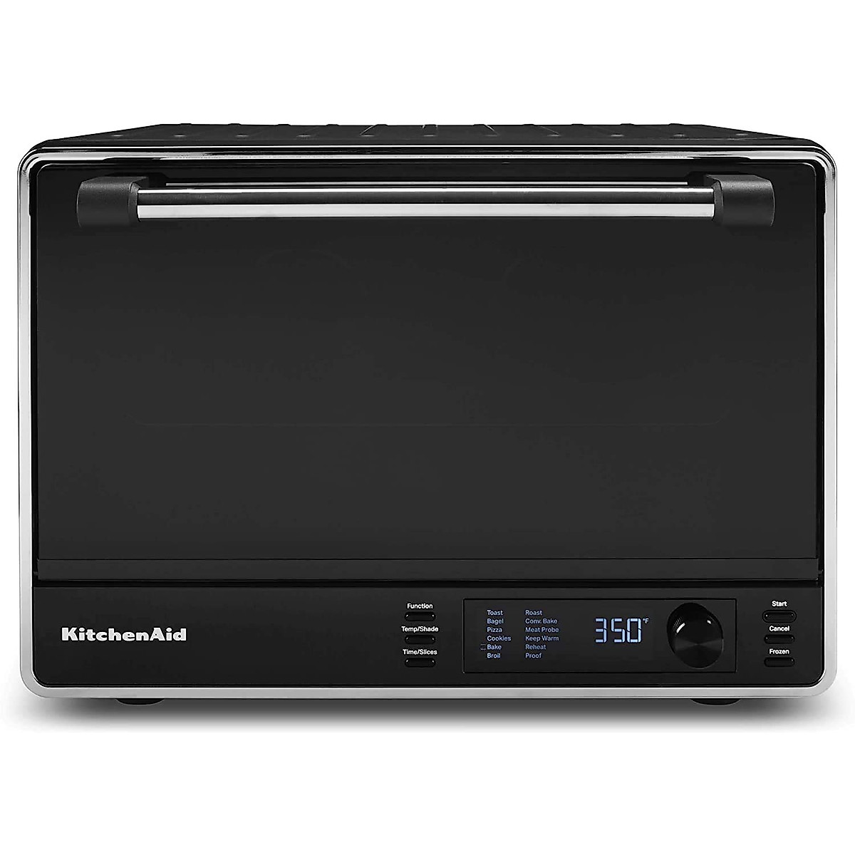 KitchenAid KCO255BM Dual Convection Countertop Toaster Oven, 12 preset cooking functions to roast, bake, fry meals, desserts, grill rack, baking pan, Digital display, non-stick interior, Matte Black (RENEWED)