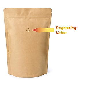 500g 16oz 1lb Kraft Paper Stand up Zipper Pouches Coffee Bags Coffee Pouches with Valve (Pack of 50)