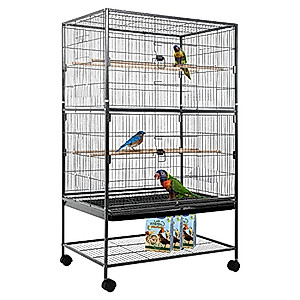 Bird Cage, Large Parrot Cage 53-inch Birdcage Wrought Iron Large Flight King Bird Cage for Large Bird Cockatiels Parakeets Green Cheek Conures Pigeons Parrot Bird Cage with Rolling Stand