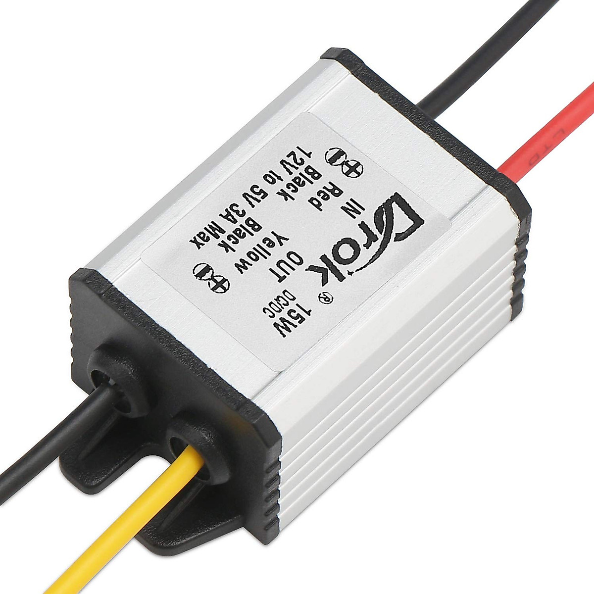 DROK Micro Electric DC Buck Volt Converter DC-DC 6.3-22V 12V to 5V 3A 15W Car Auto Vehicle Power Supply Module Step-Down Voltage Transformer Volt Regulator Inverter Board Waterproof