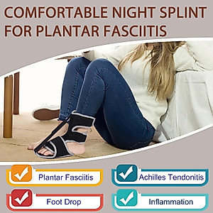 Plantar Fasciitis Night Splint, Adjustable Plantar Fasciitis Relief Splint Brace with Arch Support, Comfortable Night Splints for Plantar Fasciitis