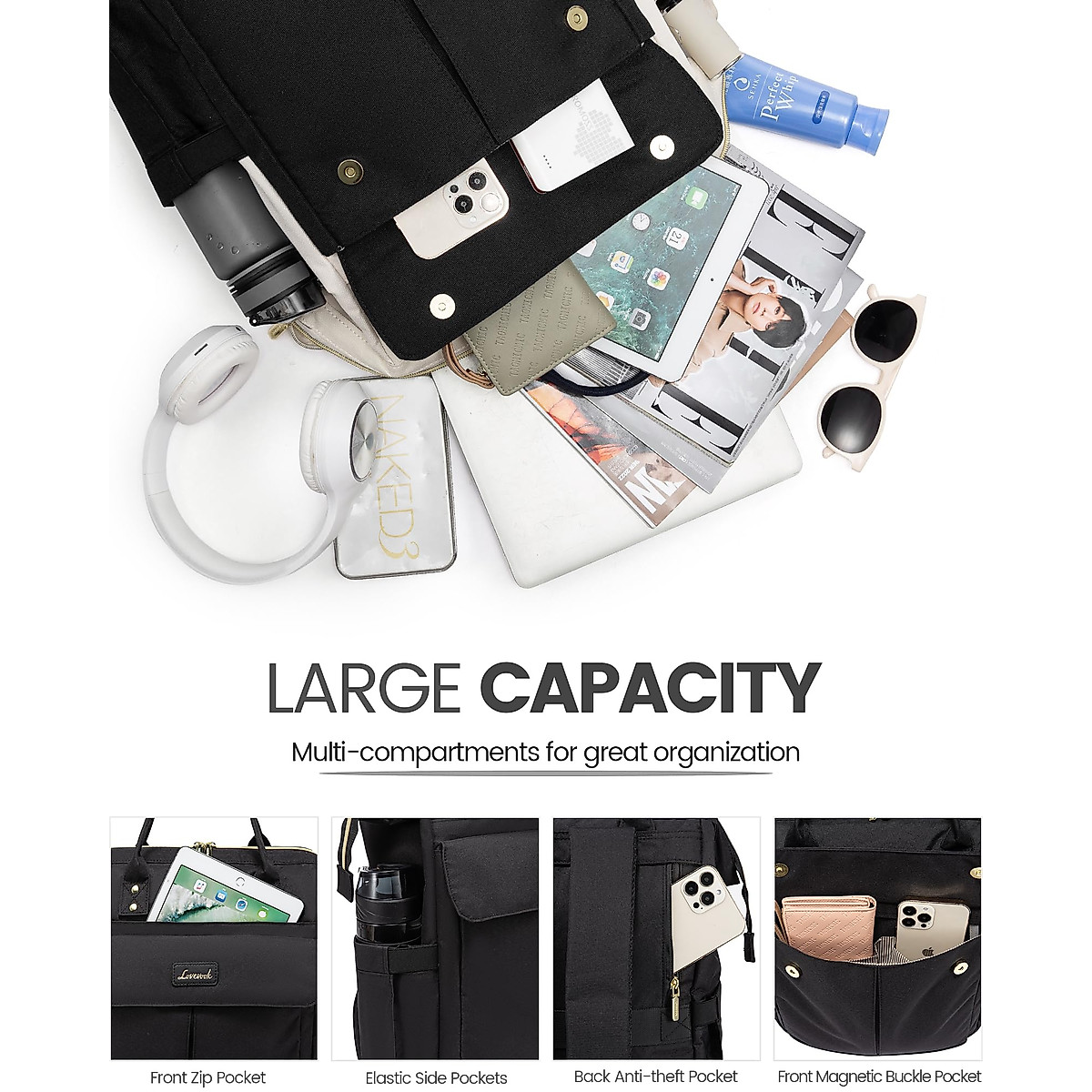 LOVEVOOK Laptop Backpack for Women,15.6 Inch Work Travel Backpack with Charging Port, Teacher Nurse Bag With Organizer Pouch Fashion Daypack Computer Backpack for Business College