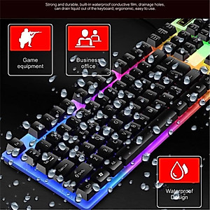 JYDBRT Keyboard Colorful Lighting Wired Mechanical Keyboard Mouse Set 1000 Dpi 104 Keys Rainbow Led Backlight Gaming Keyboards Mechanical Keyboard (Color : Black, Size : with Mouse)