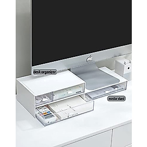 ICCGBHGO Desk Organizer, Plastic Desk Storage Organizer Office Stackable Storage Drawer, Desktop Table Craft Art Supply Organization and Accessories Caddy for Bathroom Home Dorm Office