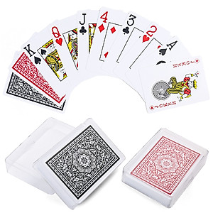 LotFancy Playing Cards, 100% Plastic, Waterproof - 2 Decks of Cards with Plastic Cases, Poker Size Standard Index, for Magic Props, Pool Beach Water Card Games