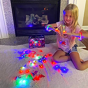 S SWIRLLINE 185 PCS Christmas Party Favors for Kids Prizes - Glow in The Dark Bulk Toys Pinata Fillers - Christmas Stocking Stuffers and Light Up Party Supplies