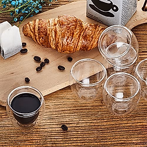 triaqua Espresso Cups, 2.8oz, Set of 2, Double Walled Glasses, Insulated Borosilicate Tea Cups