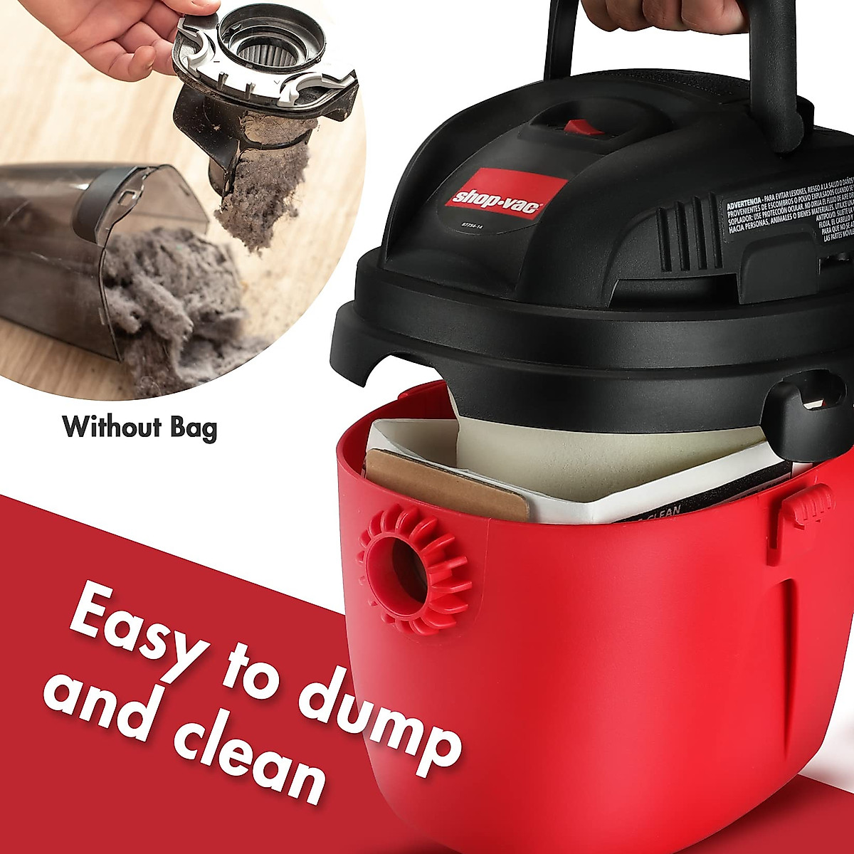 Shop-Vac 2.5 Gallon 2.5 Peak HP Wet/Dry Vacuum 2036000 + 90668 2-2.5 Gallon Disposable Filter Bags,6 Pack