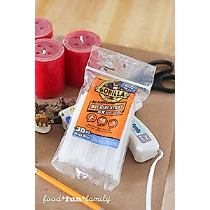 Gorilla Hot Glue Sticks, Mini Size, 8" Long x .27" Diameter, 25 Count, Clear, (Pack of 3)