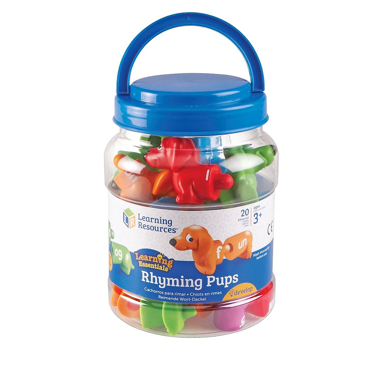 Learning Resources Snap-N-Learn Rhyming Pups Toy, Fine Motor Toys, Develops Color Recognition Skills, 20 Pieces, Ages 3+