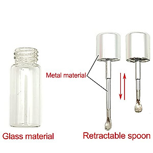 4 Pack Glass Pill Box Spice Bottle with Retractable Spoon Inside Small Storage Bottle for Outdoor Camping Travel Portable Pill Case