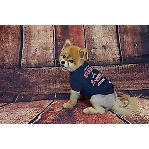 MLB Atlanta Braves Dog T-Shirt, X-Large. - Licensed Shirt for Pets Team Colored with Team Logos. - Premium Stretchable Materials for The Comfort of Your Dog & Cat.