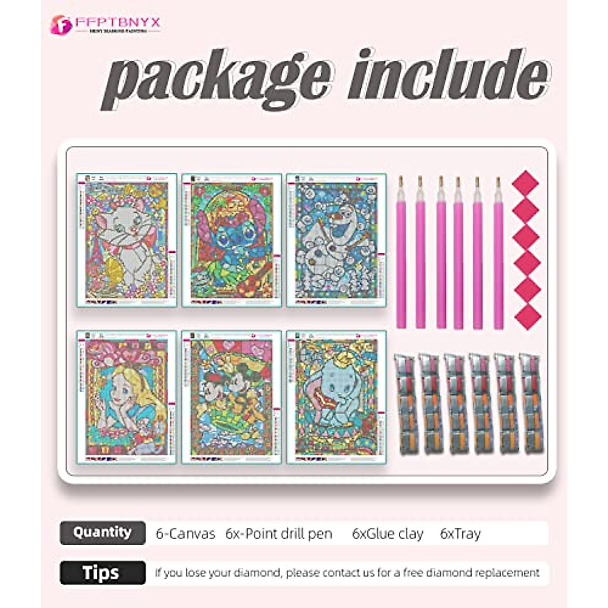 FFPTBNYX 6 Pack Full Drill Diamond Painting Kits for Adults&Beginners 5D DIY 6PCS Diamond Art Kits Paint with Round Diamonds and Gems for Home Wall Decor Gifts(11.8''x15.7'')