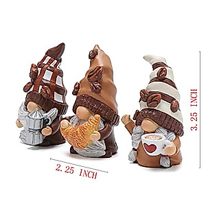 Hodao Set of 3 Coffee Gnomes Decorations Coffee Bar Decor Accessories Swedish Tomte Gnomes Figurines Tiered Tray Collectible Coffee Gnomes Decor Tabletop Kitchen Decorations for Home