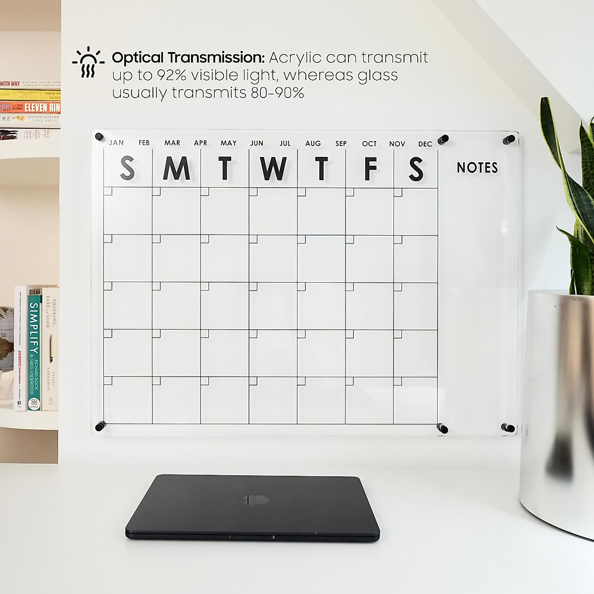Oversize Premium Acrylic Calendar for Wall | Ultra-Thick Clear Dry & Erase Board | Home Office Monthly Glass Family Planner Guard Mate Plexiglass Whiteboard Large | 18"x14" | GUARDMATE