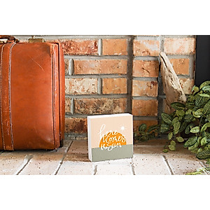 Here Comes the Sun Texture, JoyRide Home Decor Wood Block Sign, 5"x5" Freestanding, Shelf or Wall Displayed, Artist Designed Home Décor.