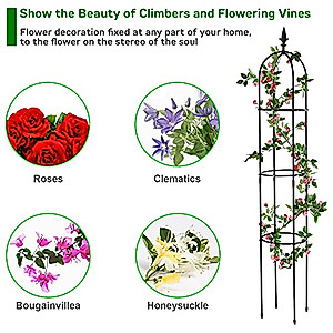 2 Pack Garden Trellis for Climbing Plants Outdoor, Rustproof Plastic Coated Metal Stake Tall Tower Obelisk Trellis for Potted Plant Support Indoor Outdoor Rose Trellis for Vegetable Vines, Lightweight