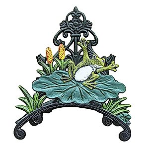 Heavy Duty Garden Hose Holder Water Hose Holder Wall Mount Garden Butler Hose Hanger Wrought Iron Craft Graceful Pattern Decorative Garden (B)