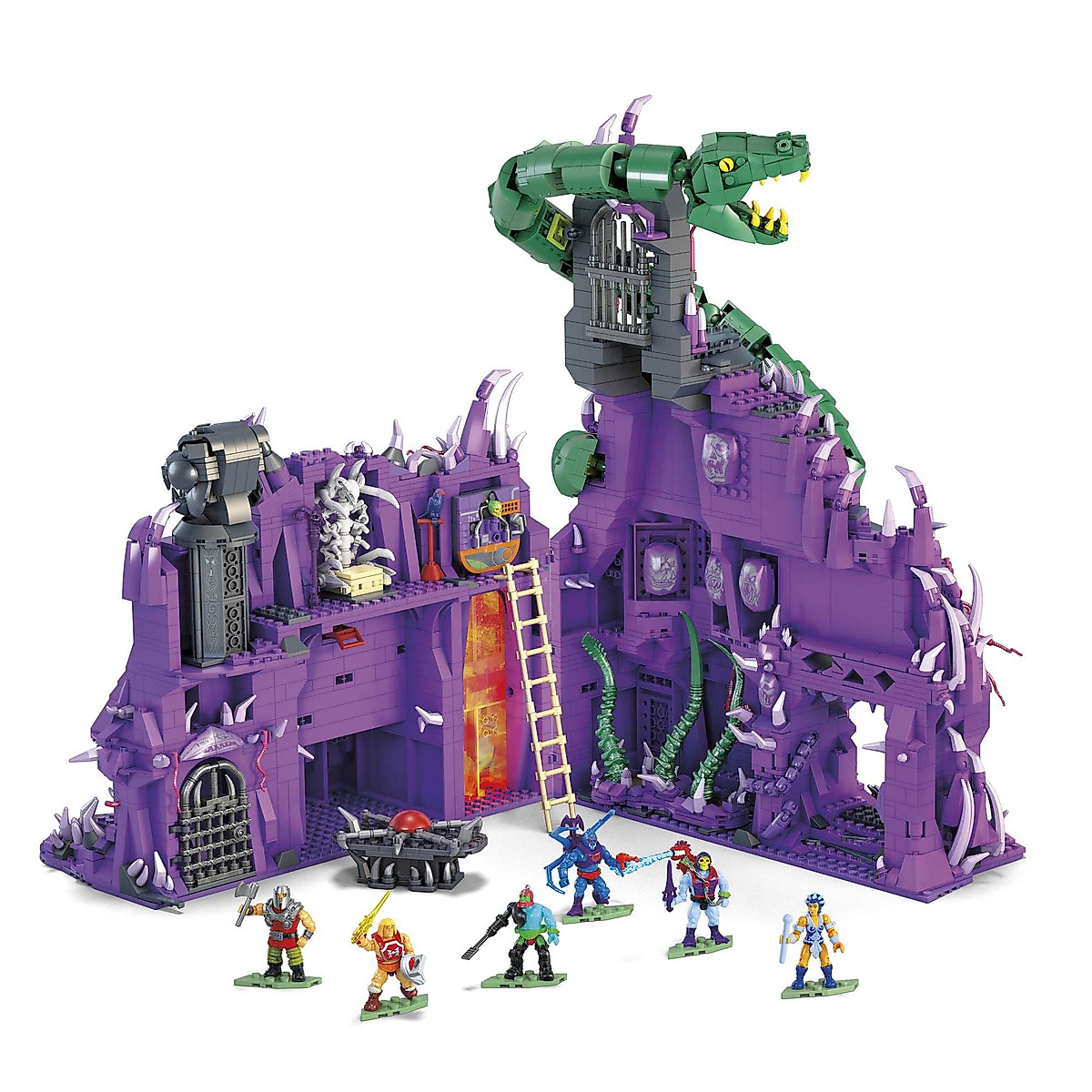 Mega Masters of The Universe Building Toys Set, Snake Mountain with 3802 Pieces, 24 Inches Wide, 6 Micro Action Figures, Adult Collectible