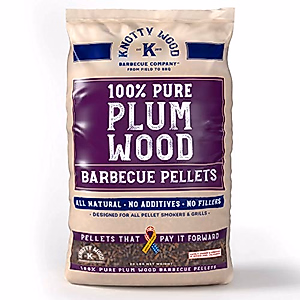100% Plum Wood BBQ Cooking Pellets 20 lb Bag 100% Natural Sweetness Knotty Wood, KnottyWood-Plum20#