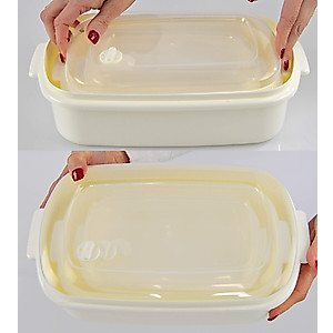 Home-X Rectangle Food Storage Containers, Microwave Cookware, Easy Storage – 21 oz / 27 oz / 81 oz Capacity - Set of 3 – Cream