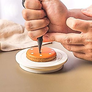 4.7 inch (12cm) Round Cookie Decorating Turntable, Rotating Cake Turntable Stand Baking Decor Plate, Food Contact Safe Plastic - White