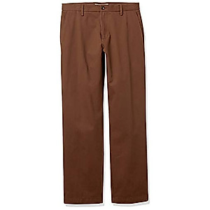 Amazon Essentials Men's Classic-Fit Wrinkle-Resistant Flat-Front Chino Pant (Available in Big & Tall), Brown, 30W x 30L