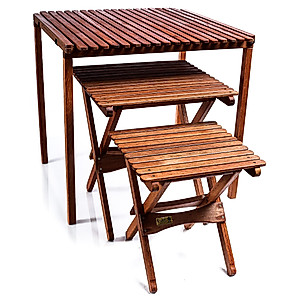 BYER OF MAINE, Pangean Folding Wooden Table, Easy to Fold and Carry Wooden Camp Table, Match Pangean Furniture, 20" L x 20" W x 22" H